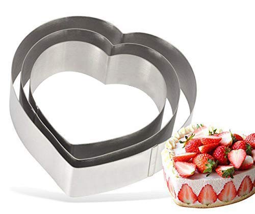 Stainless Steel Heart Shaped Cut Out Fondant Cake Base Baking Cutter, 3 ...